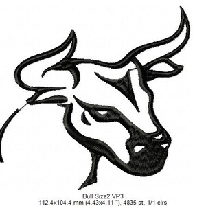 Bull Face Machine Embroidery Design 7 Sizes. Bull Sketch Embroidery ...