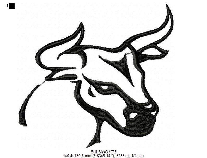 Bull Face Machine Embroidery Design 7 Sizes. Bull Sketch Embroidery ...