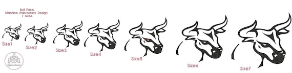 Bull Face Machine Embroidery Design 7 Sizes. Bull Sketch | Etsy