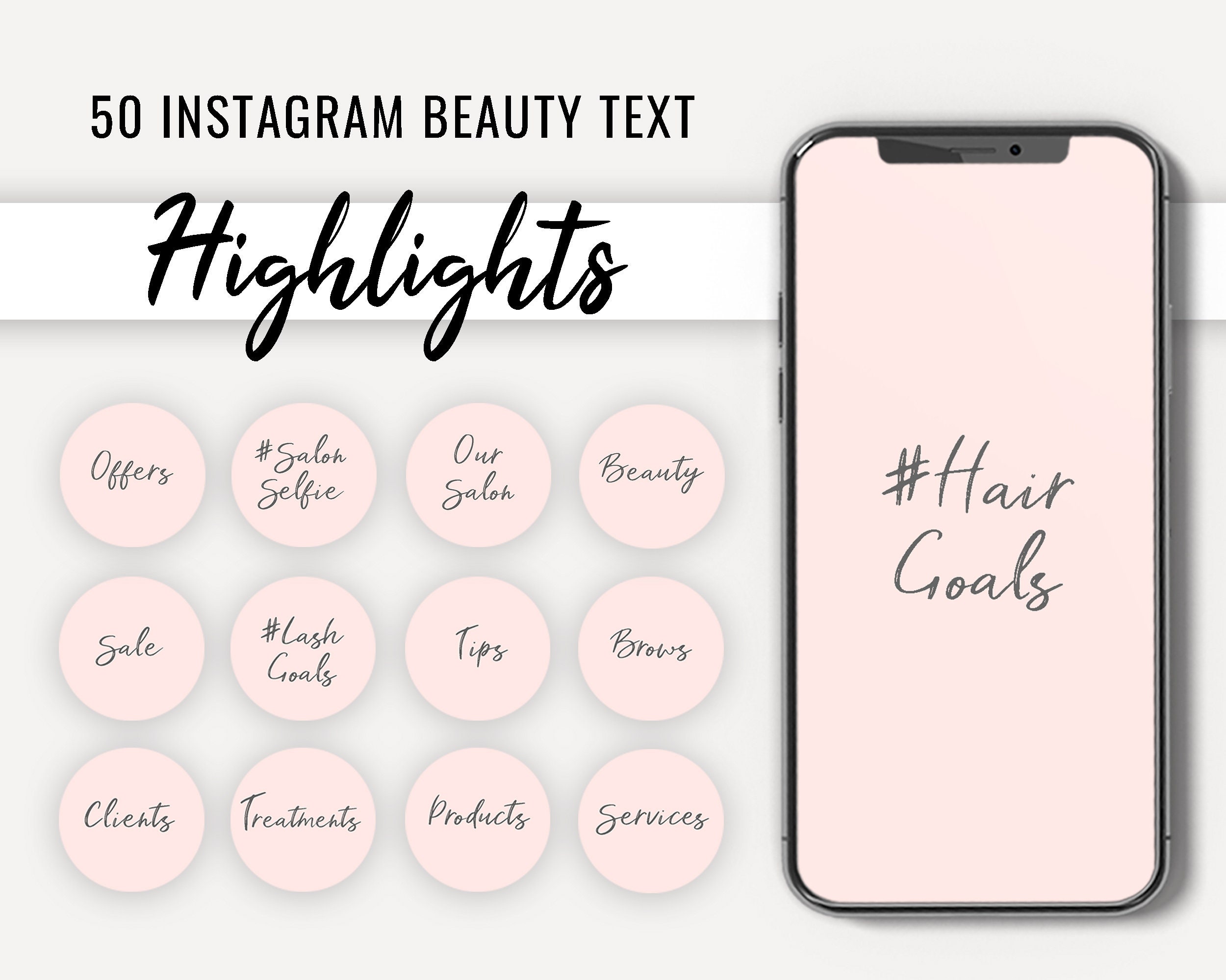 Instagram Story Highlights Text Icon Set of 50 - Hair and Beauty ...