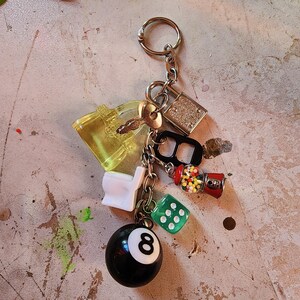 Y2K Inspired Charm Junk Keychain, 8-ball, Gumball, Dice, Toilet, Lock ...