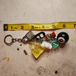 Y2K Inspired Charm Junk Keychain, 8-ball, Gumball, Dice, Toilet, Lock ...
