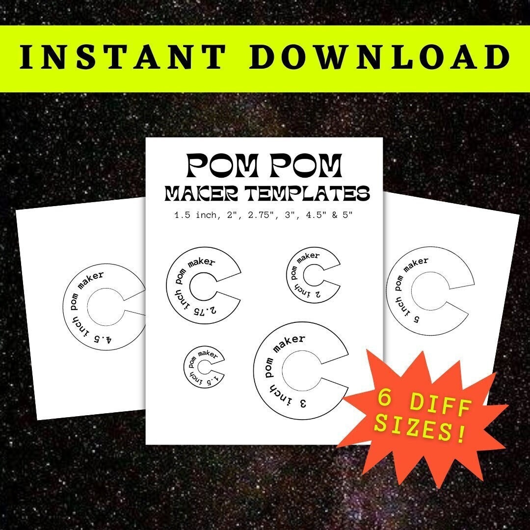 Digital Pom Pom Maker Set of 6 DIY Pom Pom Maker Cardboard - Etsy Canada