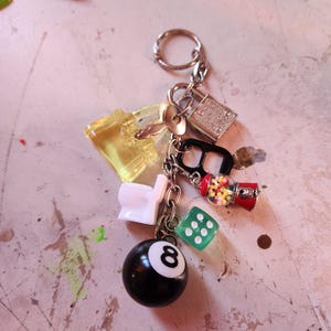 Y2K Inspired Charm Junk Keychain, 8-ball, Gumball, Dice, Toilet, Lock ...