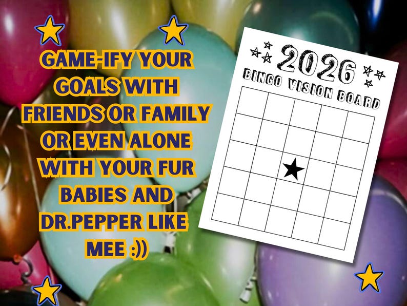 2026 Printable Bingo Vision Board Card, New Years Eve Activity, New ...