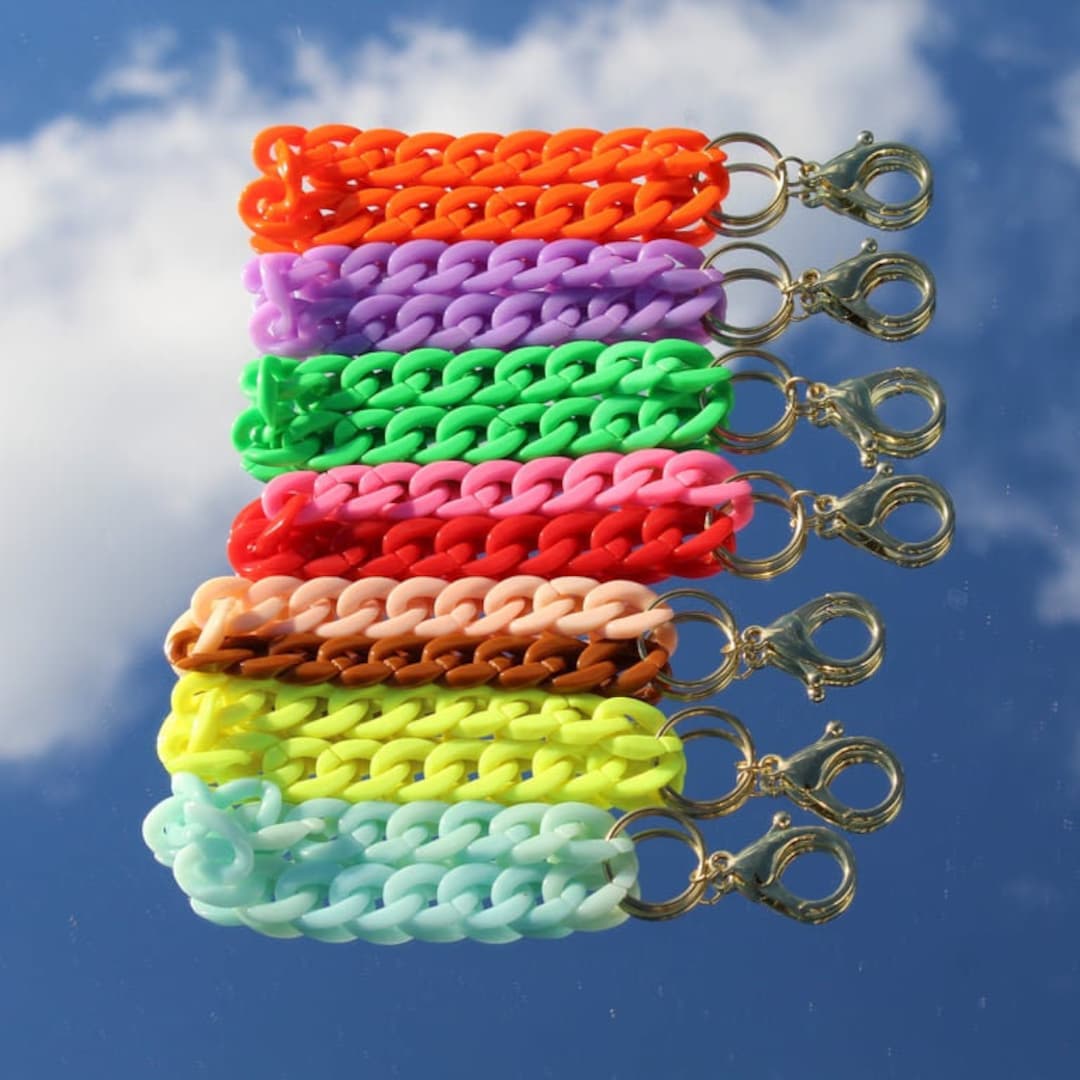 Chain Link Wristlet Keychain, Colorful Key Accessory, Key Fob Strap ...