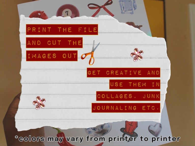DIGITAL DOWNLOAD Printable Sticker Sheet, Pintable Ephemera - Etsy
