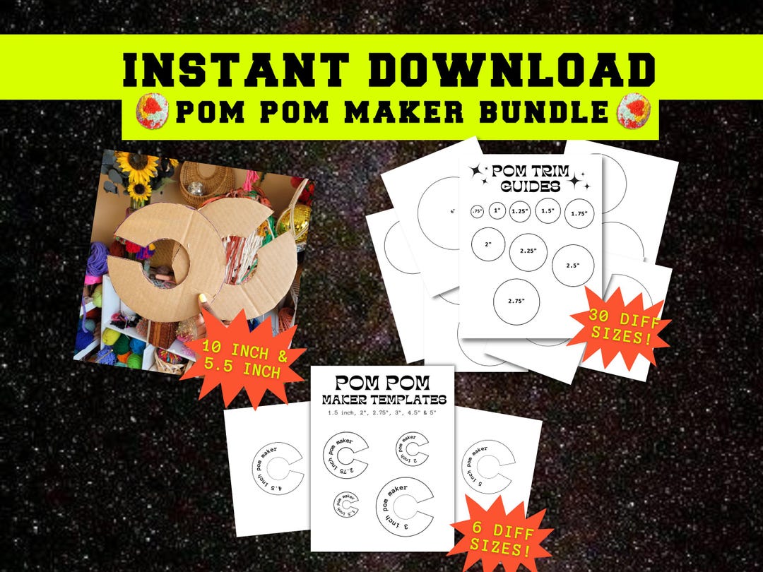Digital Pom Pom Maker Bundle Set, DIY Pom Pom Maker, Cardboard Pom ...