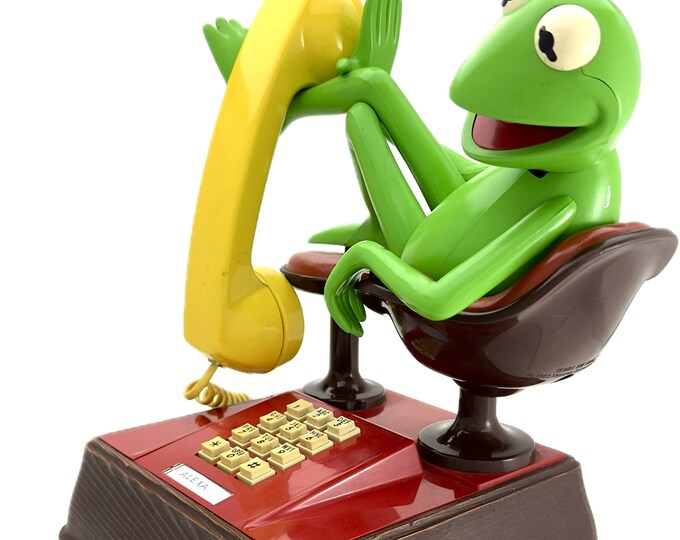 Vintage Kermit the Frog Telephone 1983 Red Touchtone Yellow Handle Rare ...
