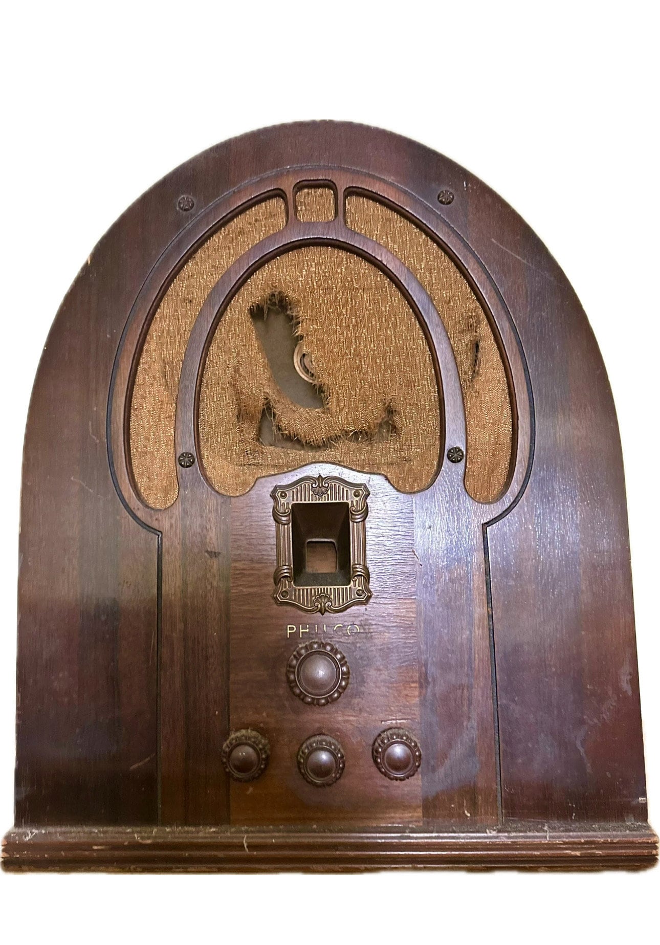 Antique Wooden Radio Philco Cathedral Style Original Item Vintage Brown ...