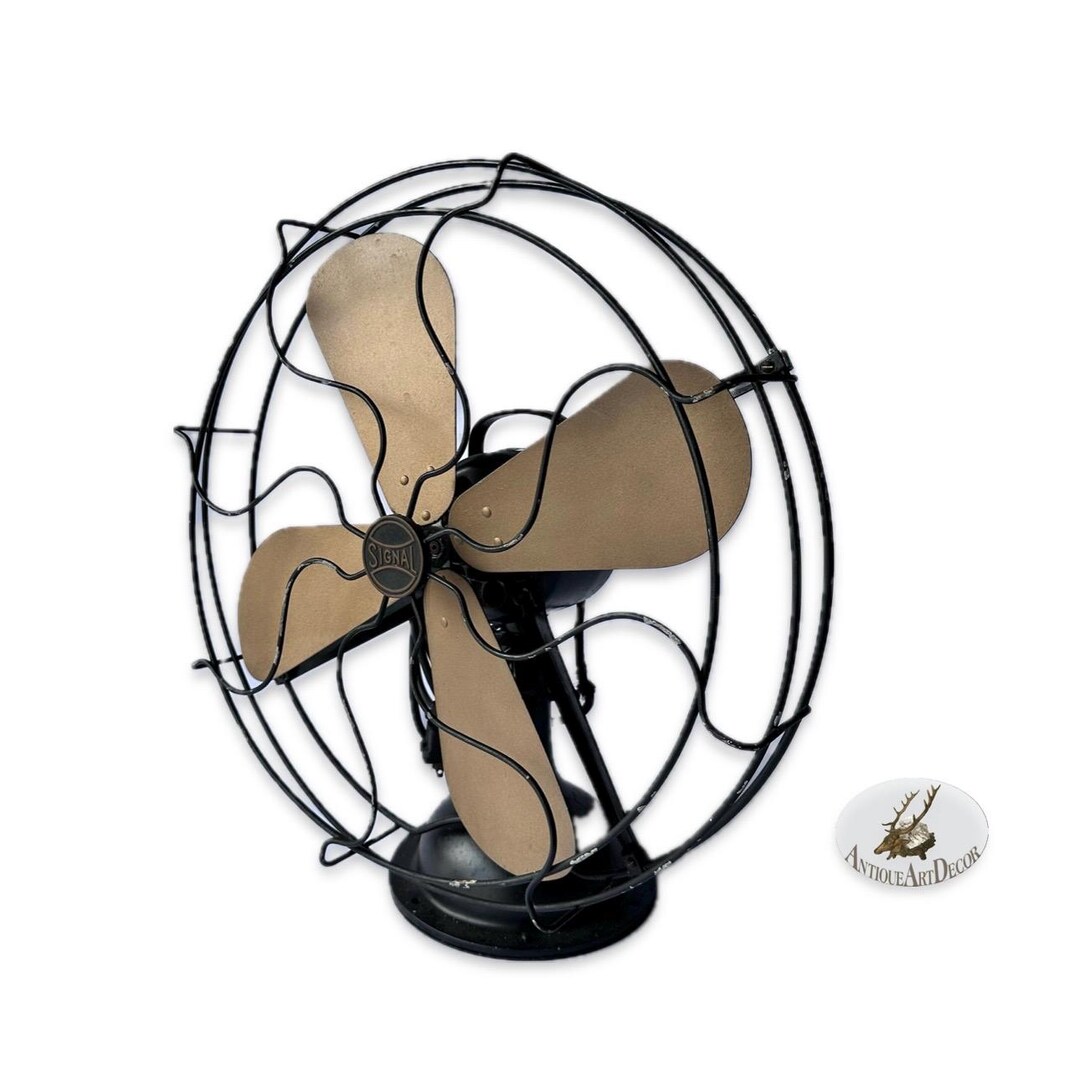Vintage SIGNAL Floor Fan Retro Black Metal With Beige, Neutral Rustic ...