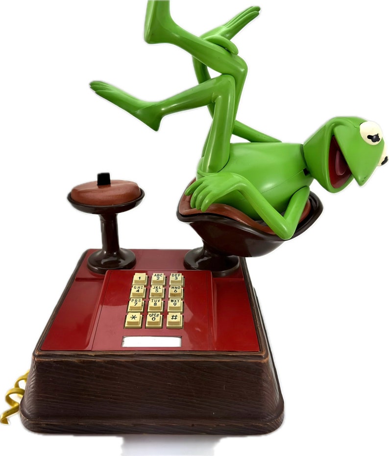 Vintage Kermit the Frog Telephone 1983 Red Touchtone Yellow Handle Rare ...