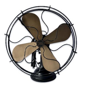 Vintage SIGNAL Floor Fan Retro Black Metal With Beige, Neutral Rustic ...