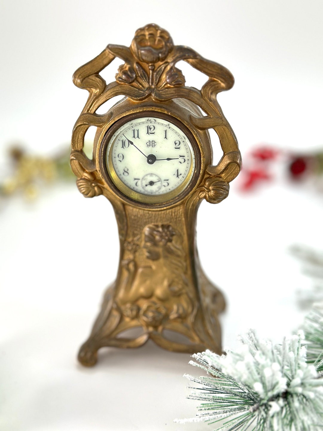 Miniature Clock Gilded Mantel Vintage Clocks Jennings Brothers ...