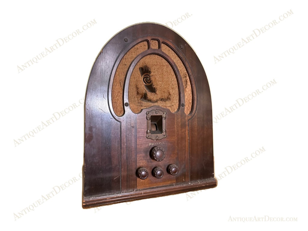Antique Wooden Radio Philco Cathedral Style Original Item Vintage Brown ...