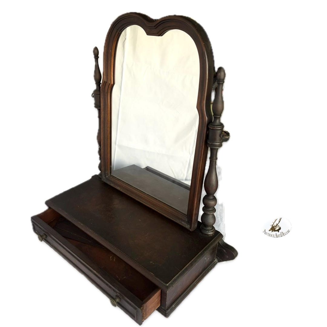Portable Vanity Table & Drawer, Vintage Ornate Makeup Desk With ...