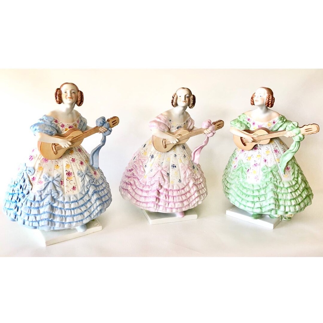 Christmas GIFT SET Herend Porcelain Mrs Dery, Girls Playing Guitar ...