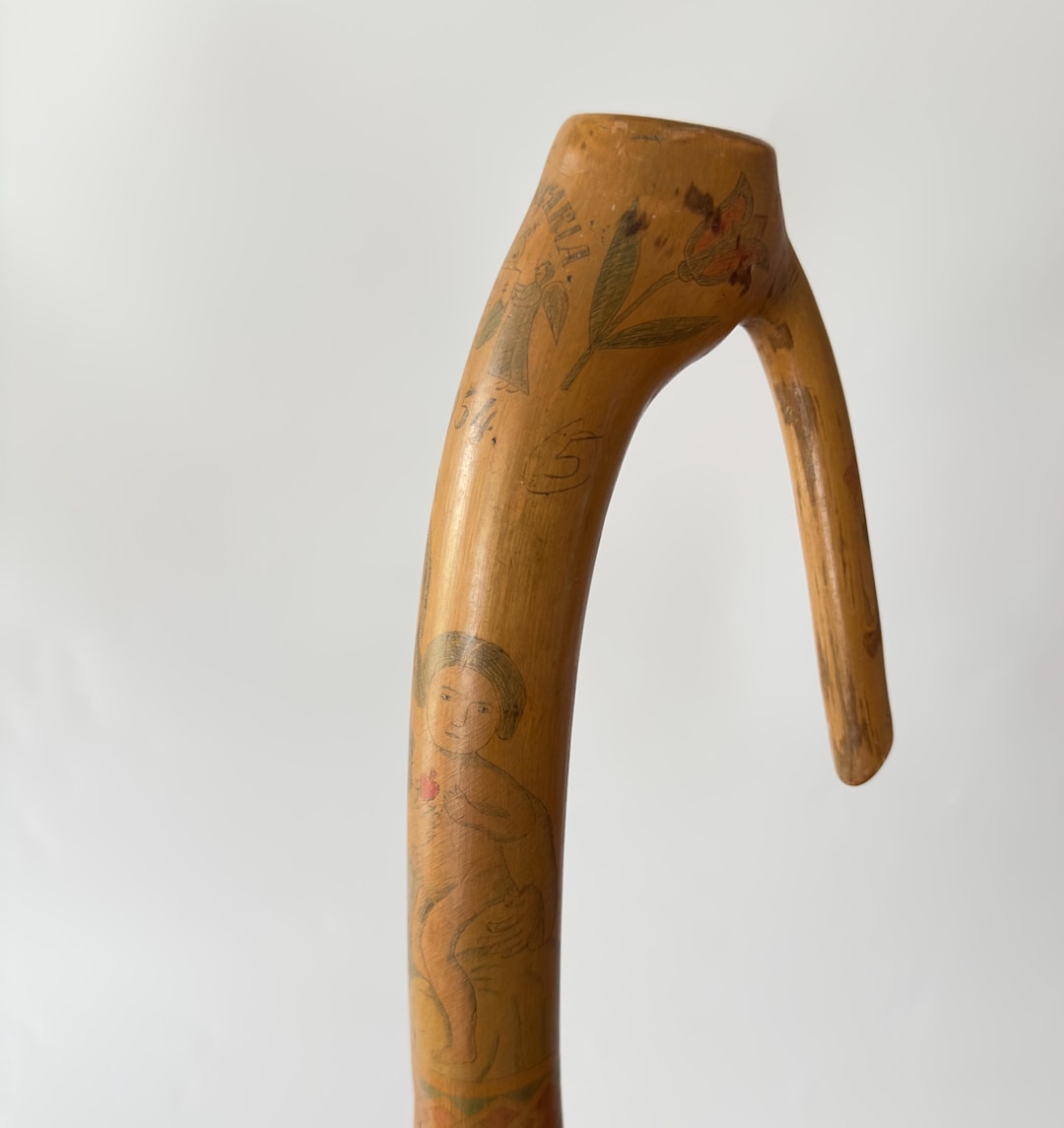 Old Walking Cane 1945 Carved Vintage Wooden Canes Unique Walking Stick ...