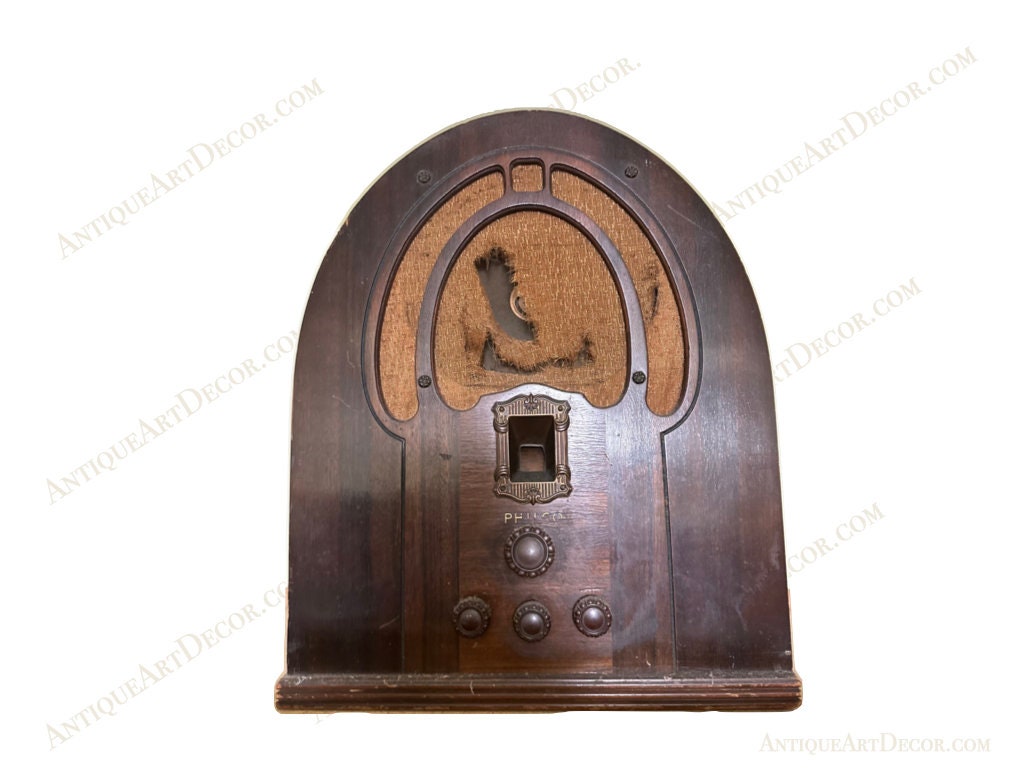 Antique Wooden Radio Philco Cathedral Style Original Item Vintage Brown ...