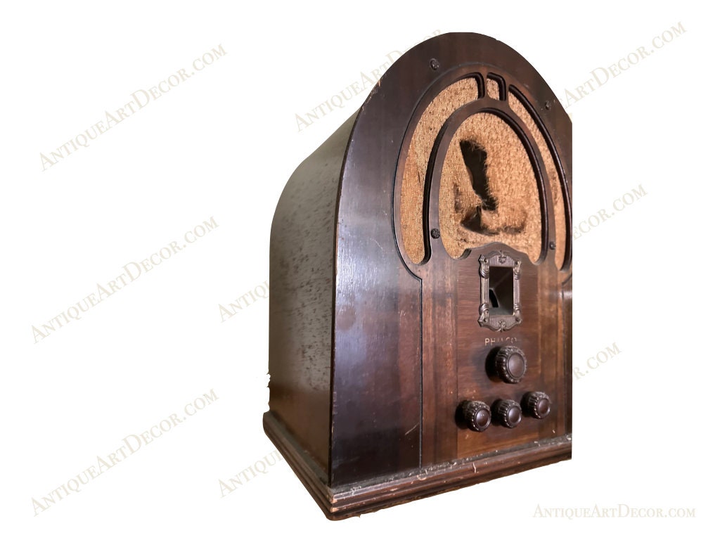 Antique Wooden Radio Philco Cathedral Style Original Item Vintage Brown ...
