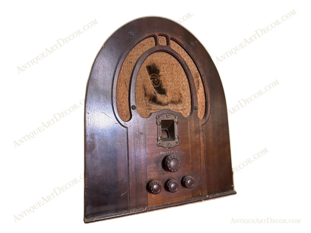 Antique Wooden Radio Philco Cathedral Style Original Item Vintage Brown ...