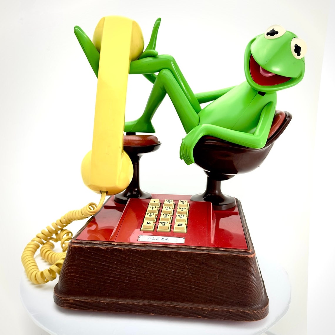 Vintage Kermit the Frog Telephone 1983 Red Touchtone Yellow Handle Rare ...
