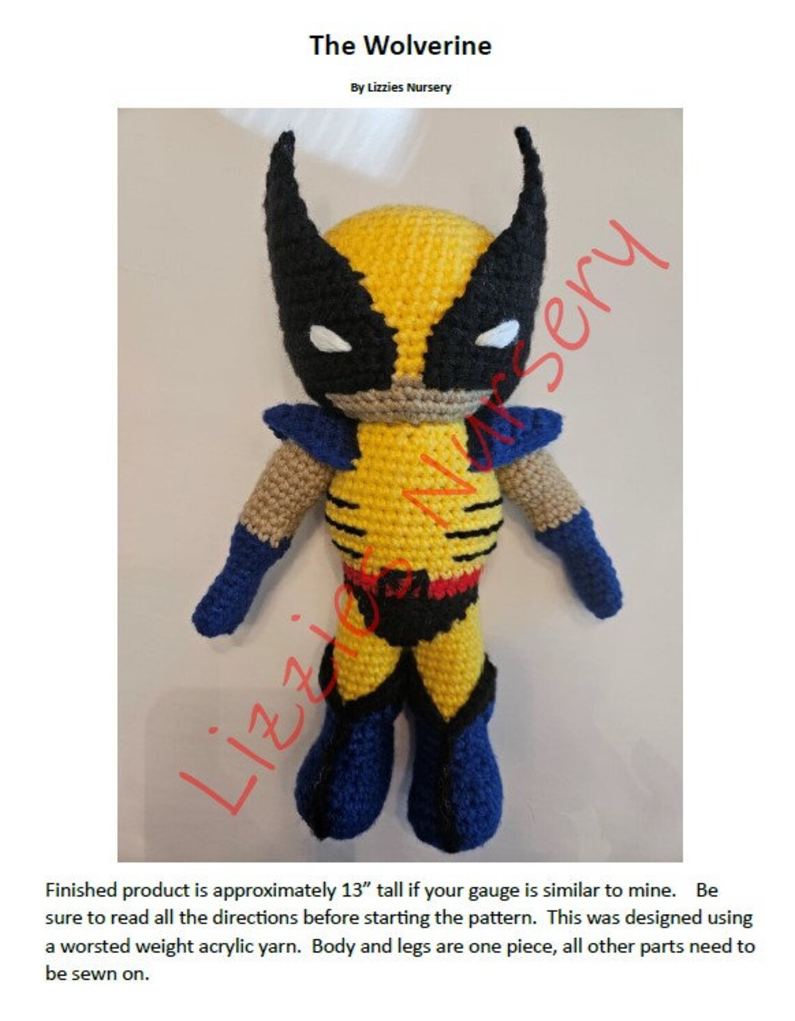 Crochet Wolverine PDF Pattern - Etsy