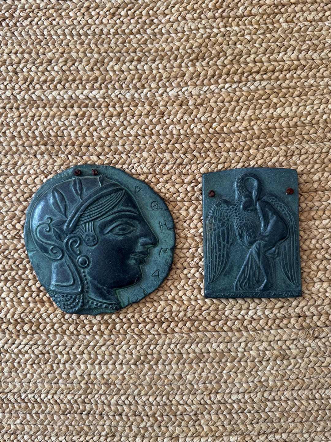 Vintage Greek Wall Hangings - Lyda and Swan Tablet and Athena Wall ...
