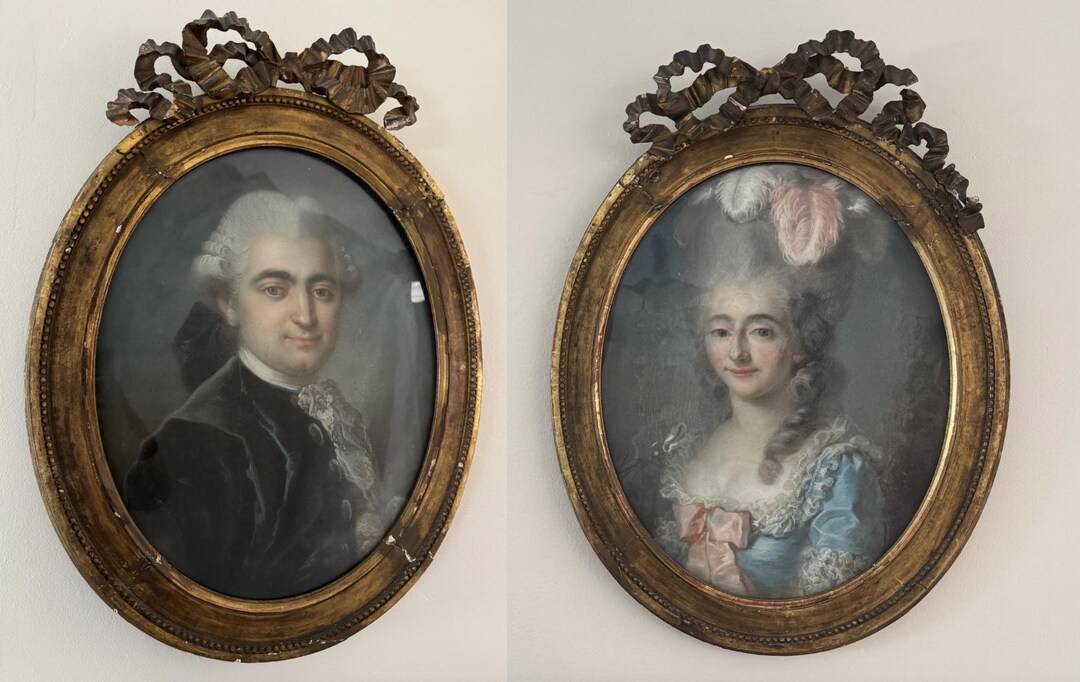 Large 18th Century French Portraits Framed - Set of Two - Monsieur Et ...