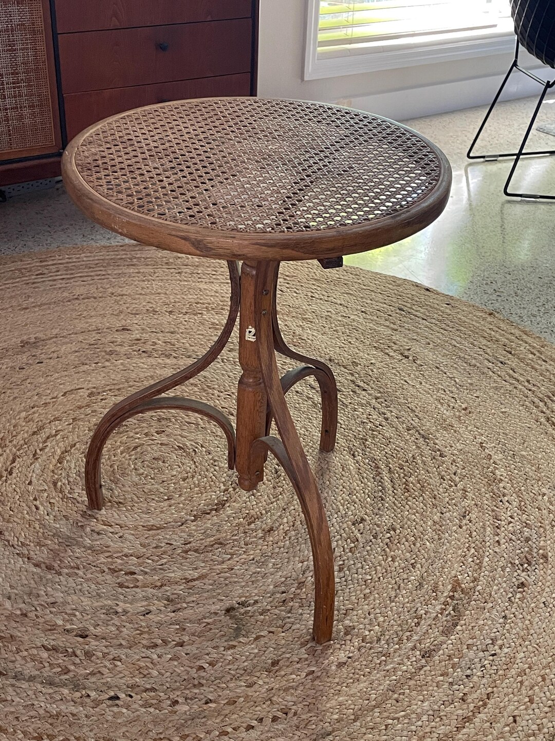MCM Side Table - Mid Century Modern Cane Table - Cane Tripod Leg Side ...