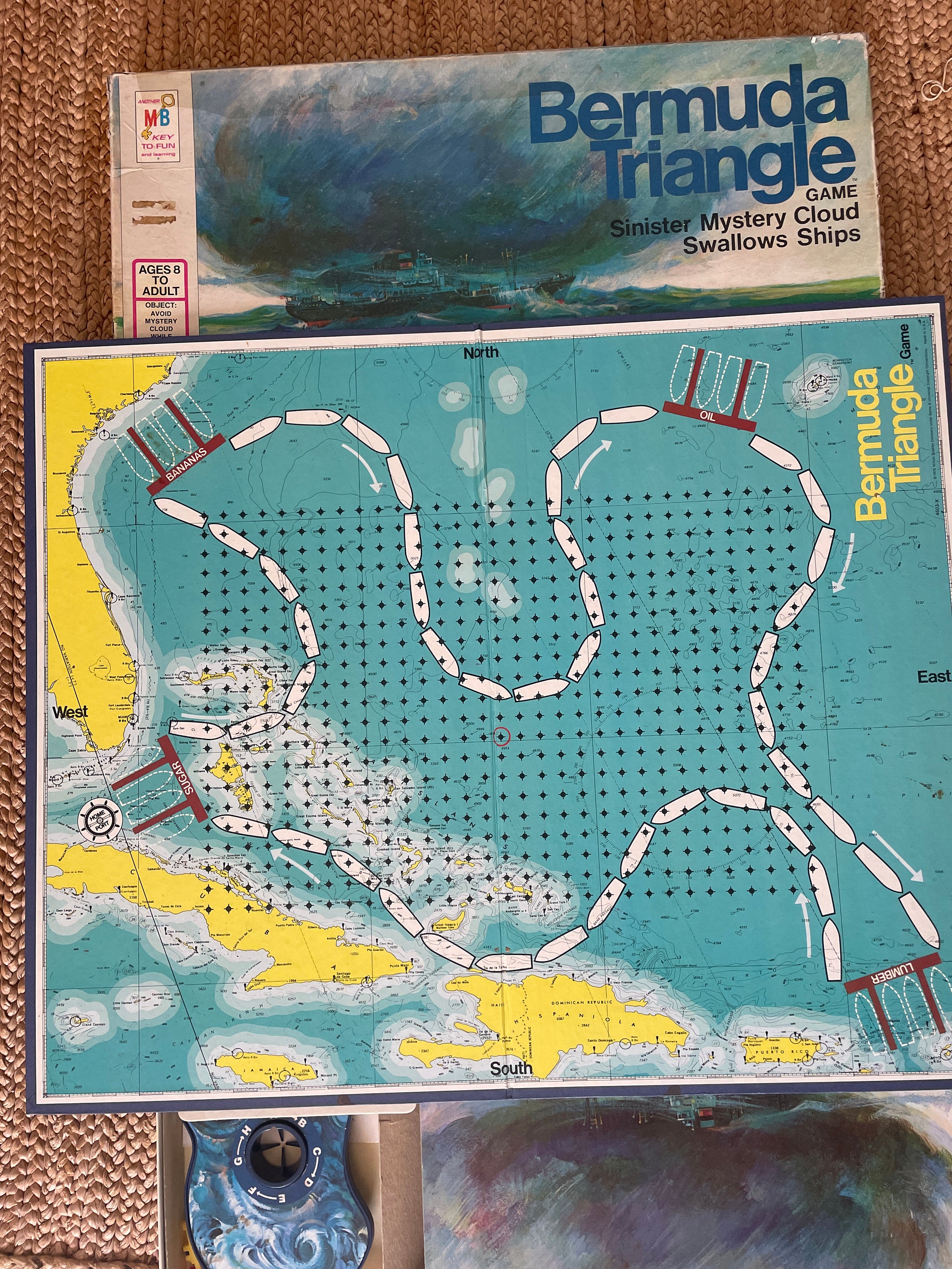 Vintage BERMUDA TRIANGLE Board Game 1975 Milton Bradley - Missing Blue ...