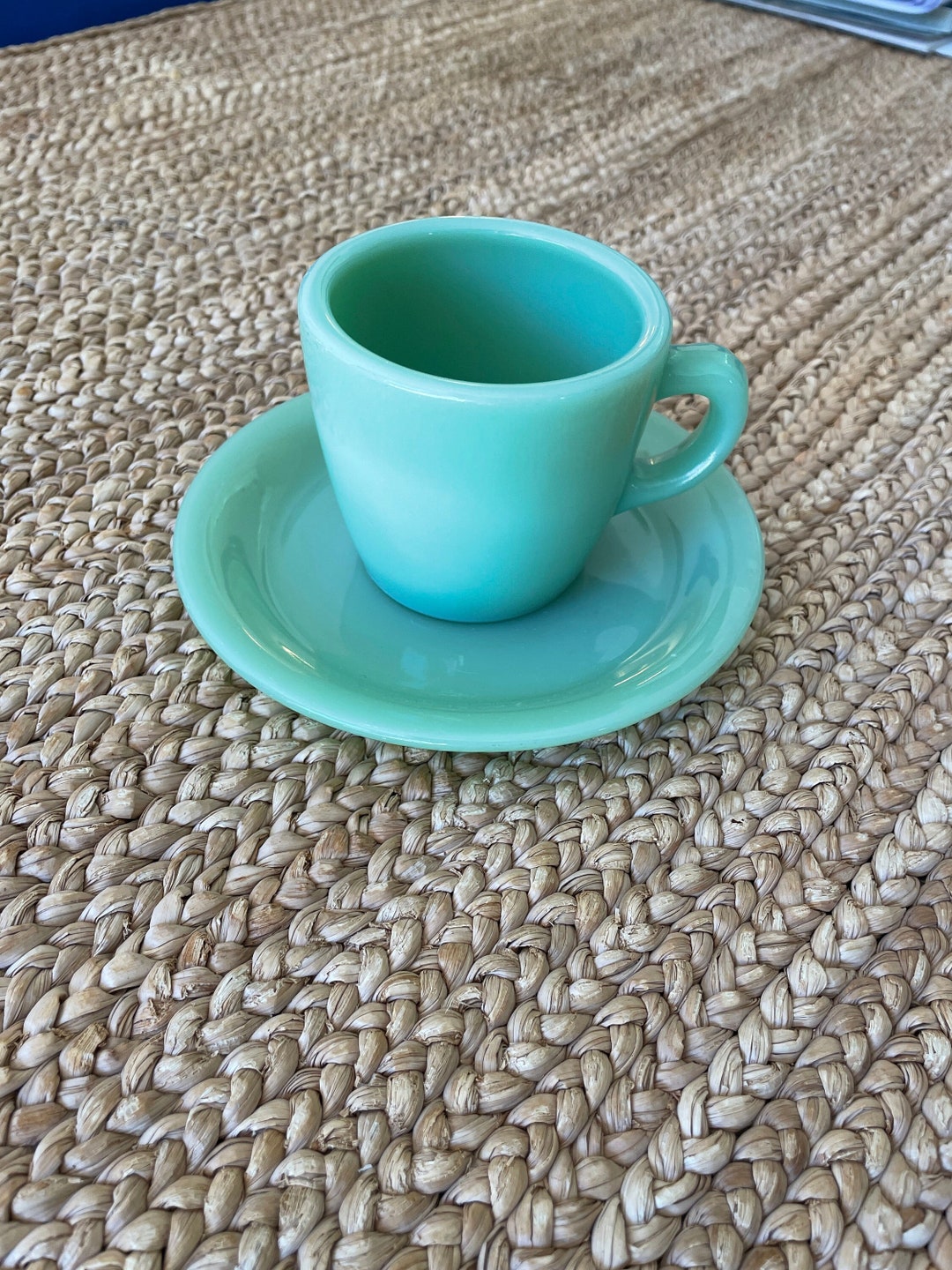Vintage Jadeite Teacup and Saucer - Original Vintage Jadite Tea Cup and ...
