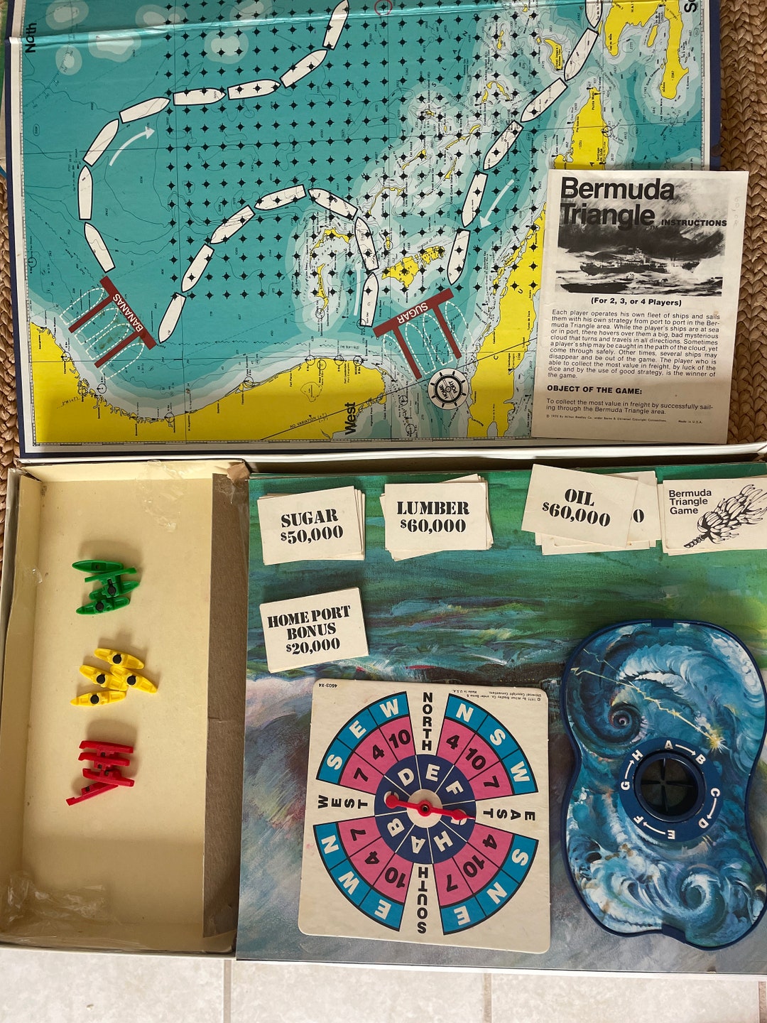 Vintage BERMUDA TRIANGLE Board Game 1975 Milton Bradley - Missing Blue ...