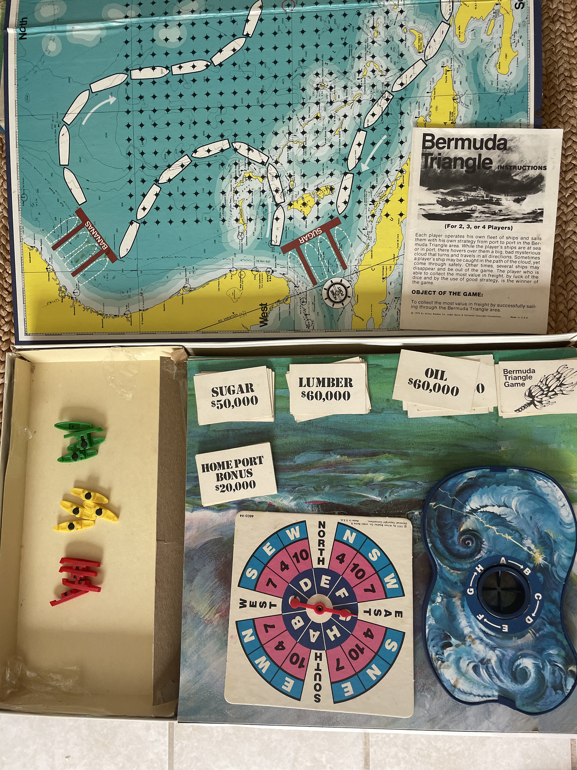 Vintage BERMUDA TRIANGLE Board Game 1975 Milton Bradley - Missing Blue ...