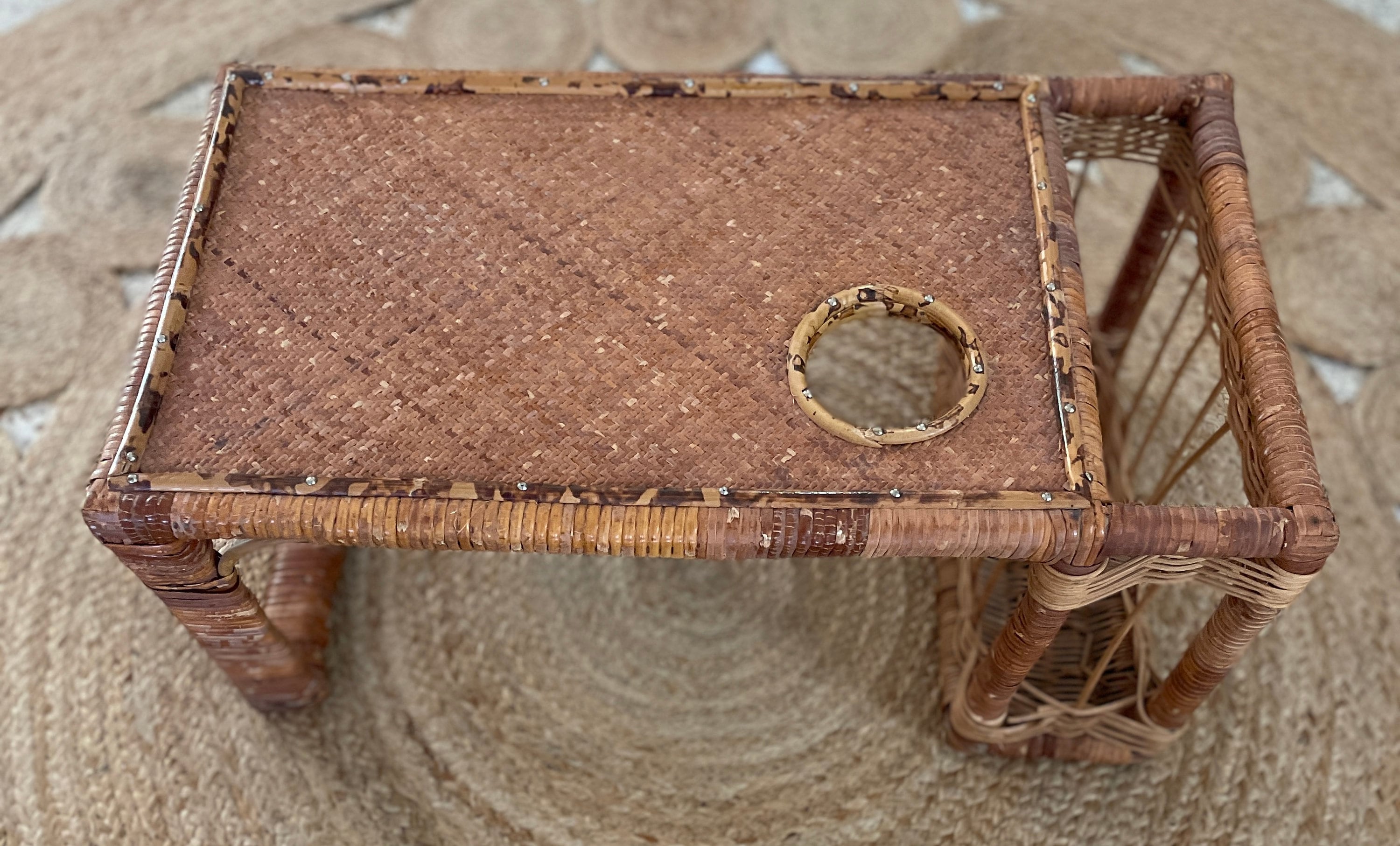 Wicker Rattan Breakfast Tray Breakfast in Bed Wicker Tray With Cup ...