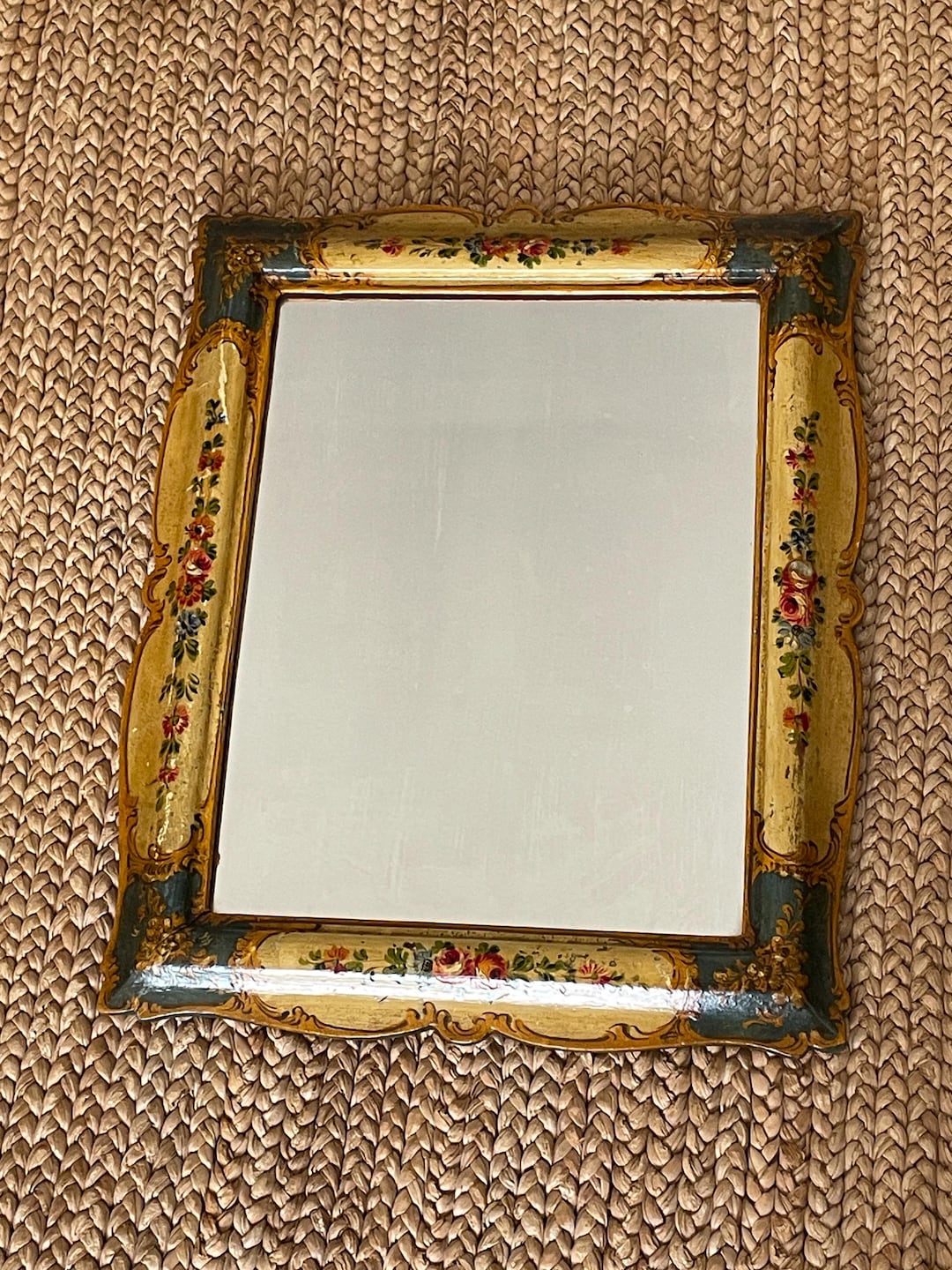 Antique Mirror Italian Hand-painted Floral Original Antique Small ...
