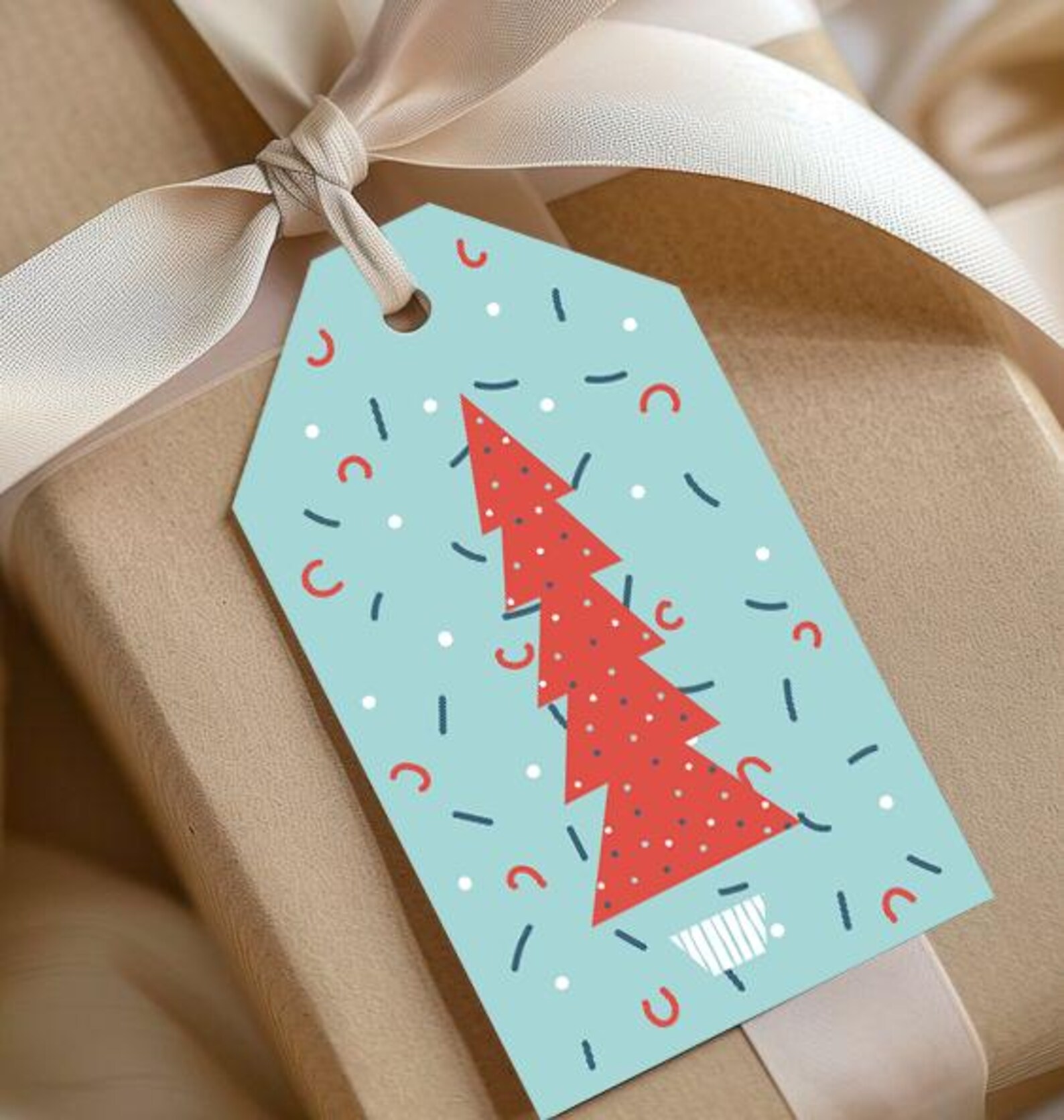 Christmas Gift Tags, Blue & Red Design, Print at Home Gift Tags ...