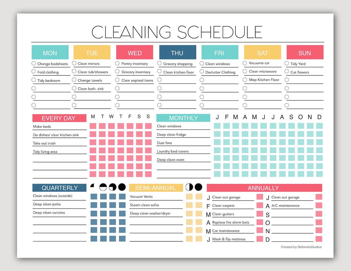 EDITABLE Cleaning Planner, Cleaning Checklist, Schedule, ADHD Cleaning ...