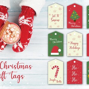 Christmas Gift Tags, Red, Green & Gold Present Tags Pack, Print at Home ...