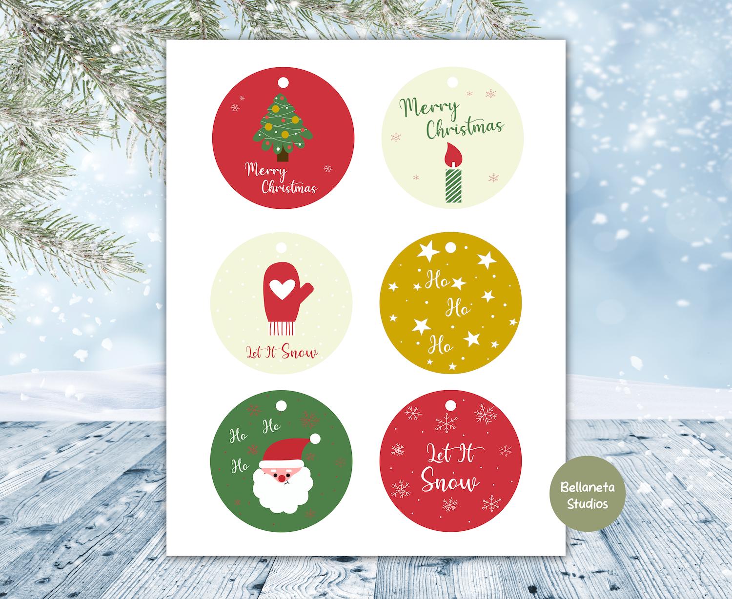 Christmas Gift Tags, Red, Green & Gold Present Tags Pack, Print at Home ...