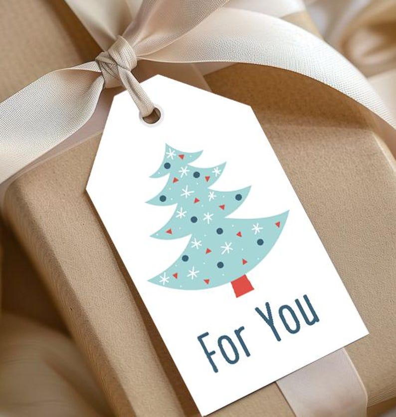 Christmas Gift Tags, Blue & Red Design, Print at Home Gift Tags ...