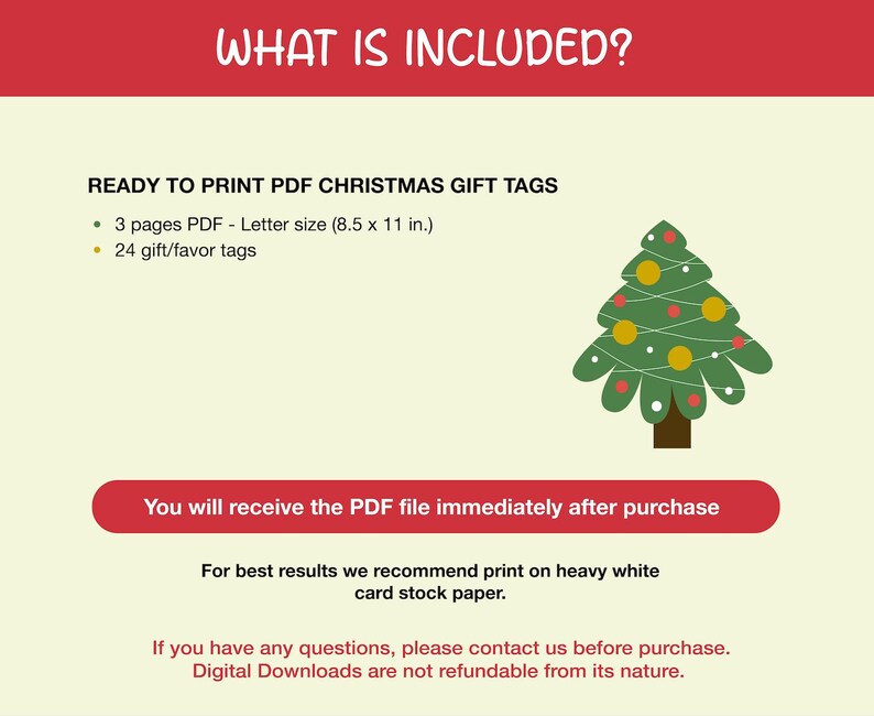 Christmas Gift Tags, Red, Green & Gold Present Tags Pack, Print at Home ...