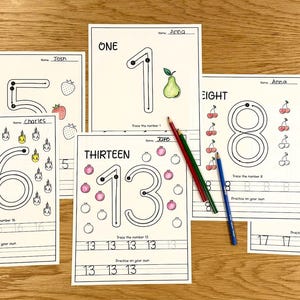 20 Number Tracing Worksheet for Kids, Handwriting Practice, Preschool ...