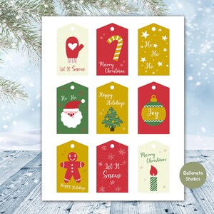 Christmas Gift Tags, Red, Green & Gold Present Tags Pack, Print at Home ...