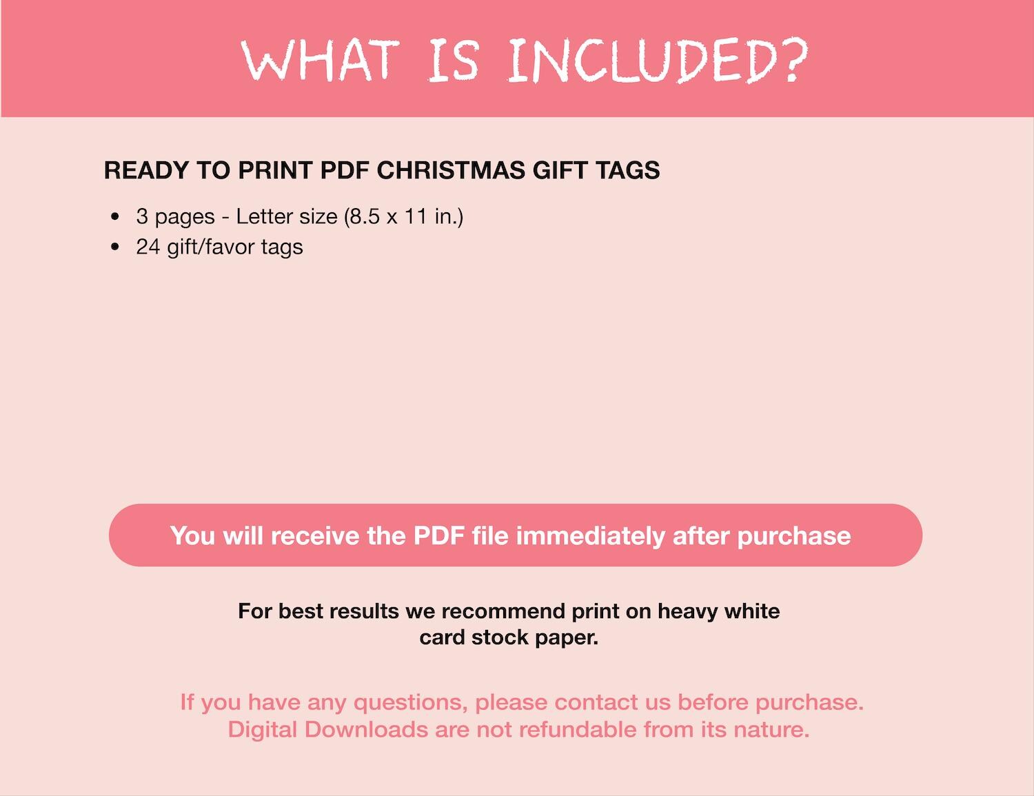Christmas Pink Printable Gift Tags for Presents, Merry Christmas ...