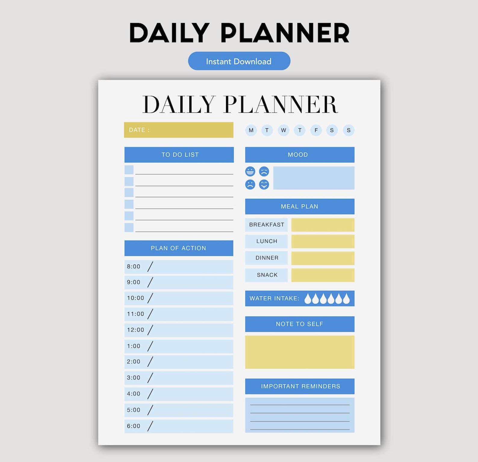 Daily Planner, Printable Daily Planner, Work From Home Planner ...