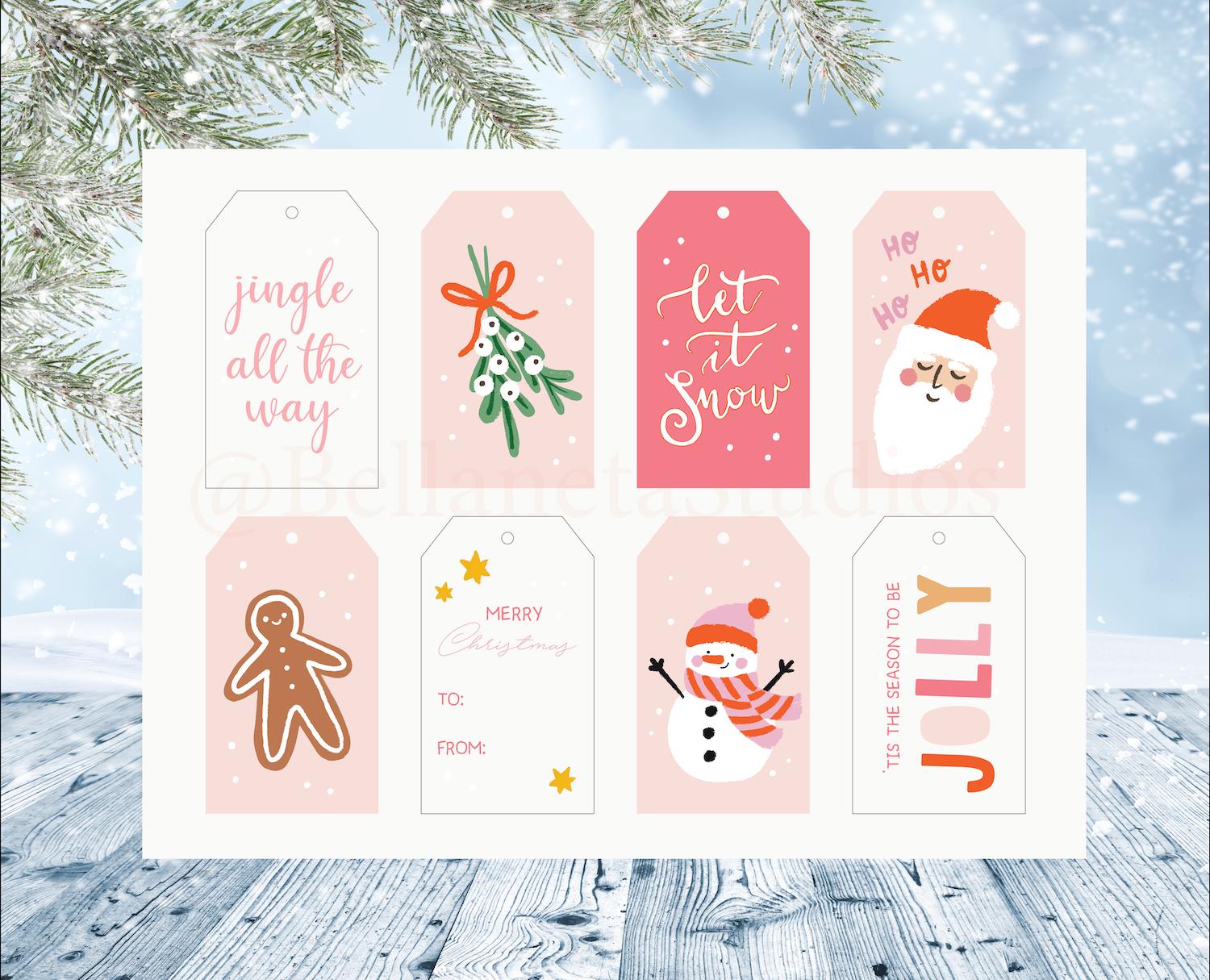 Christmas Pink Printable Gift Tags for Presents, Merry Christmas ...