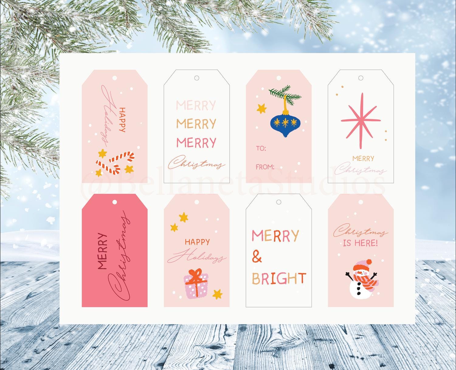 Christmas Pink Printable Gift Tags for Presents, Merry Christmas ...