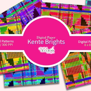 Bright Kente Cloth Digital Paper, BONUS Digital Kente Chip Bag Files ...