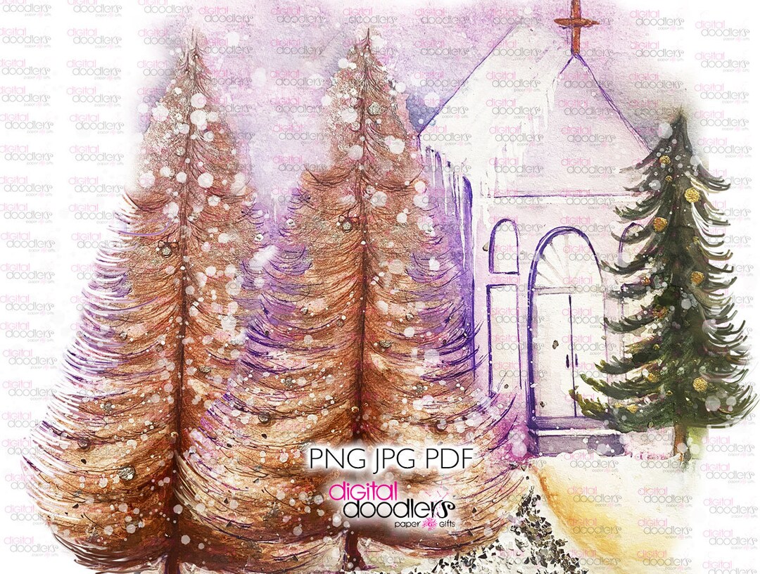 Watercolor Clipart, Winter Wonderland Watercolor Christmas Commercial ...